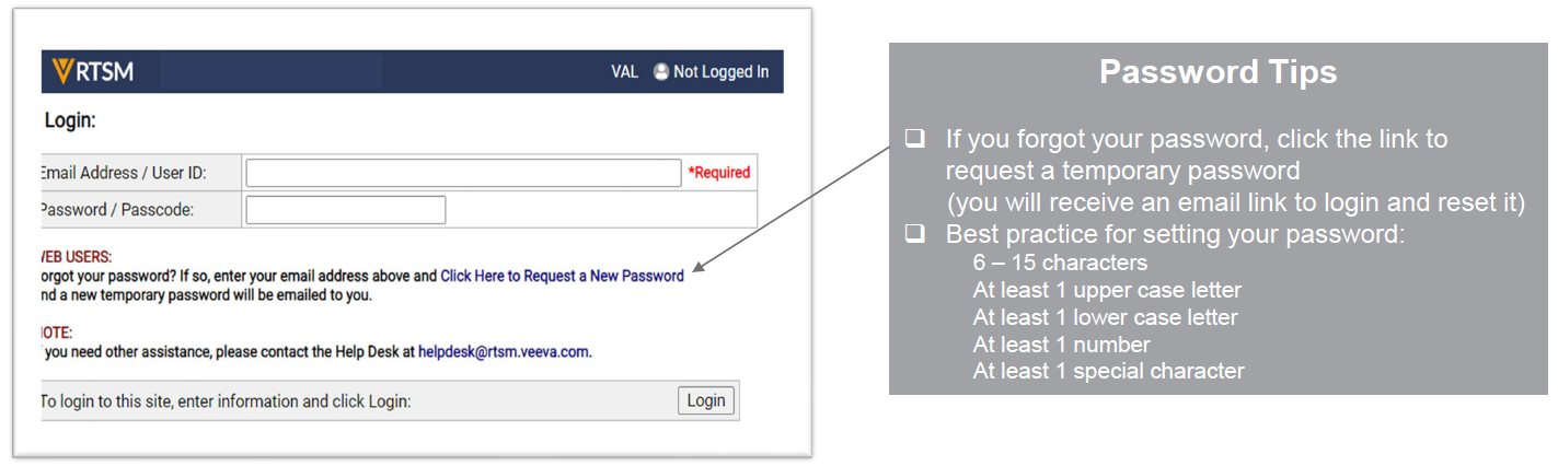 How to Login and Logout in RTSM? – Veeva Product Support Portal