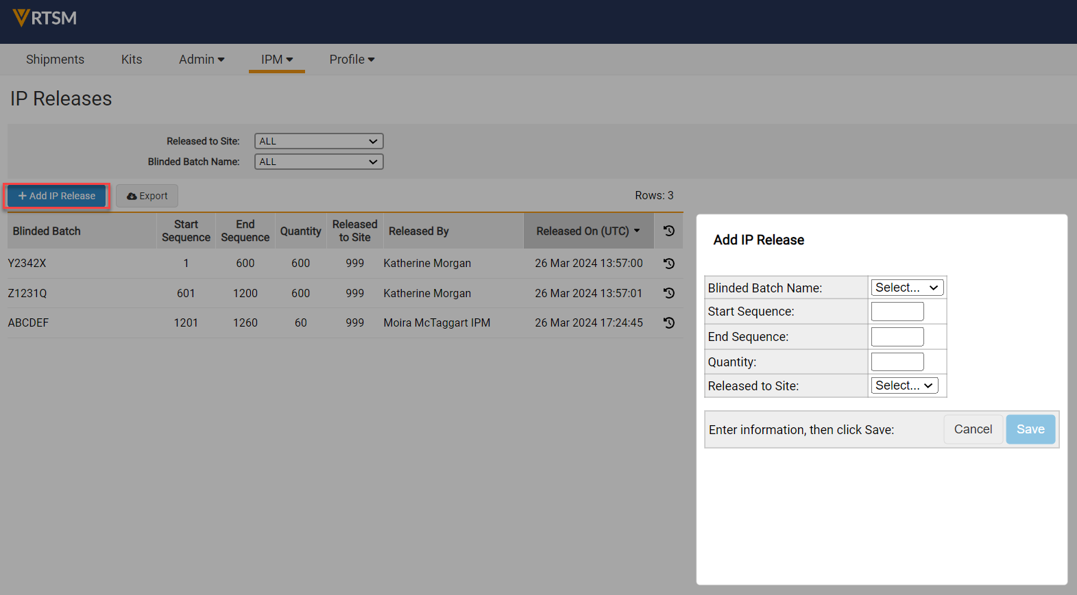 How to Release an IP in RTSM? – Veeva Product Support Portal